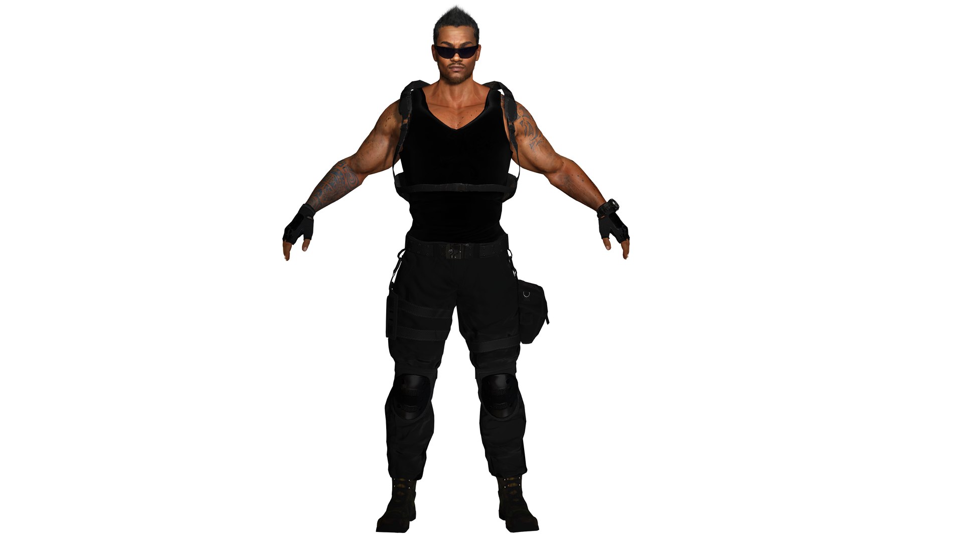 3D AAA 3D REALISTIC BLACK MALE CHARACTER - GUN SHOOTER MAN Model ...