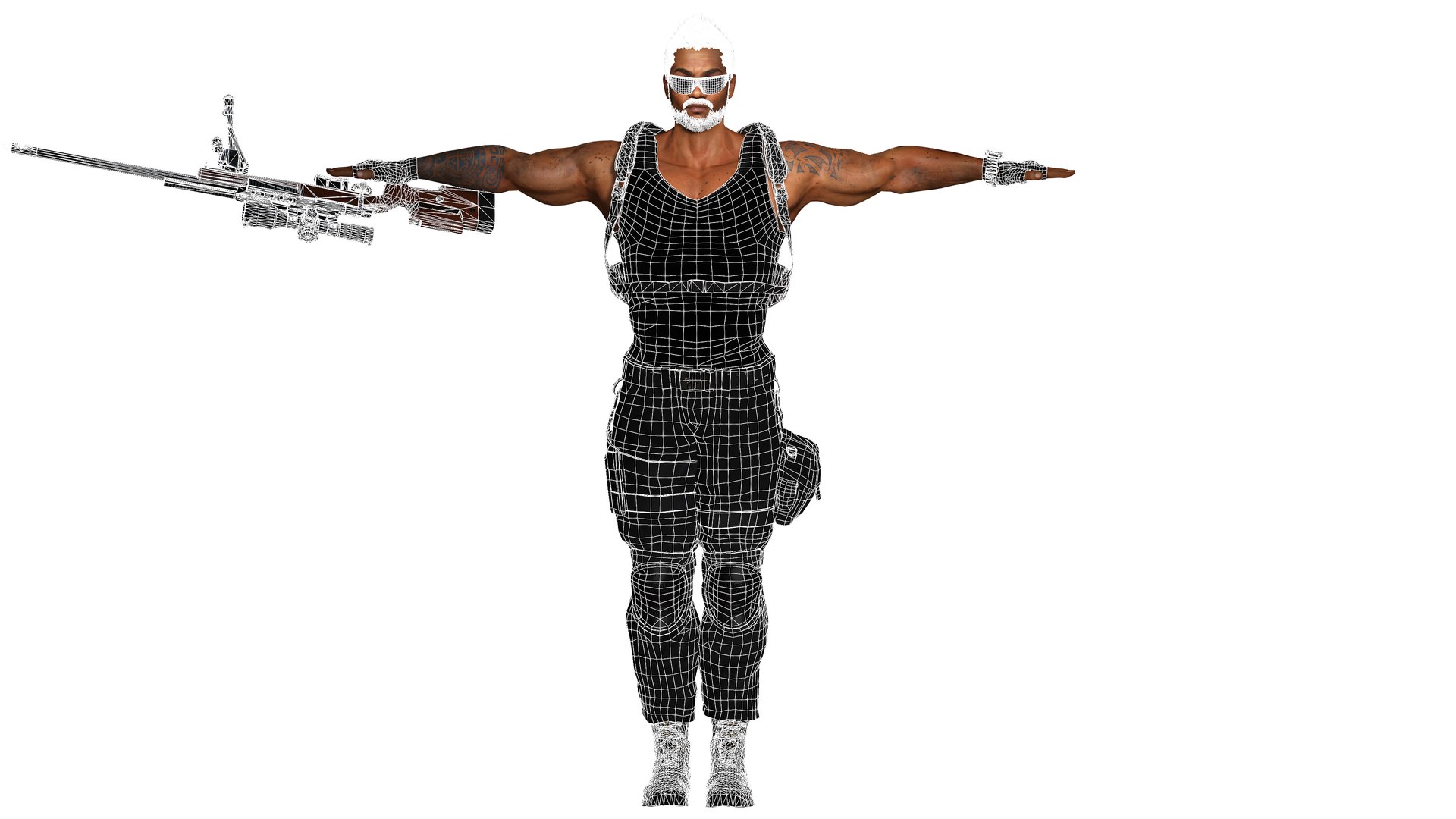 3D AAA 3D REALISTIC BLACK MALE CHARACTER - GUN SHOOTER MAN Model ...