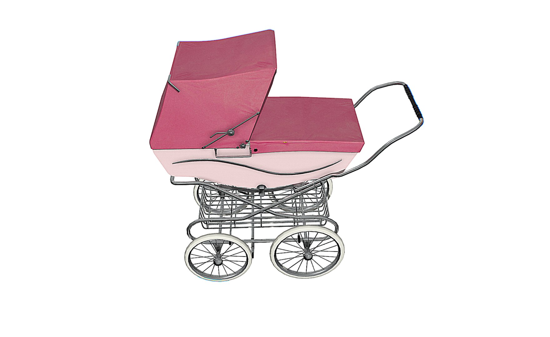 3D Silver Cross Pink Retro Baby Pram - TurboSquid 2145698
