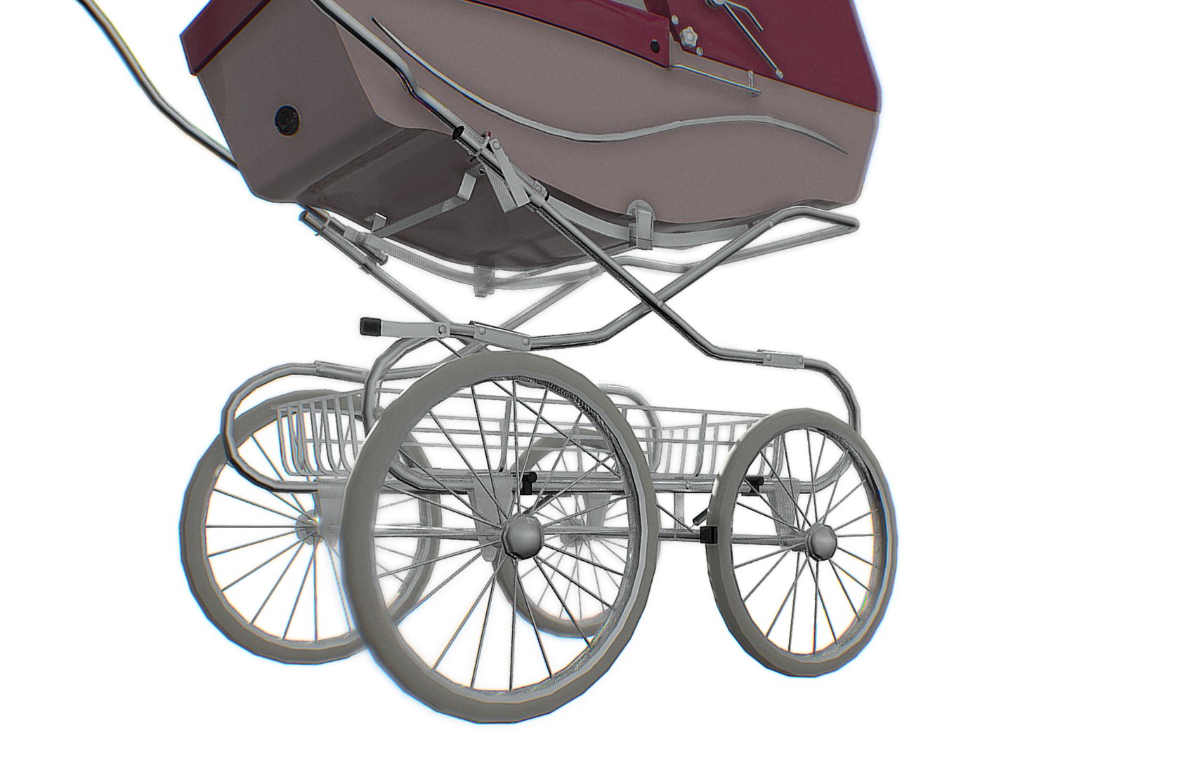 3D Silver Cross Pink Retro Baby Pram - TurboSquid 2145698