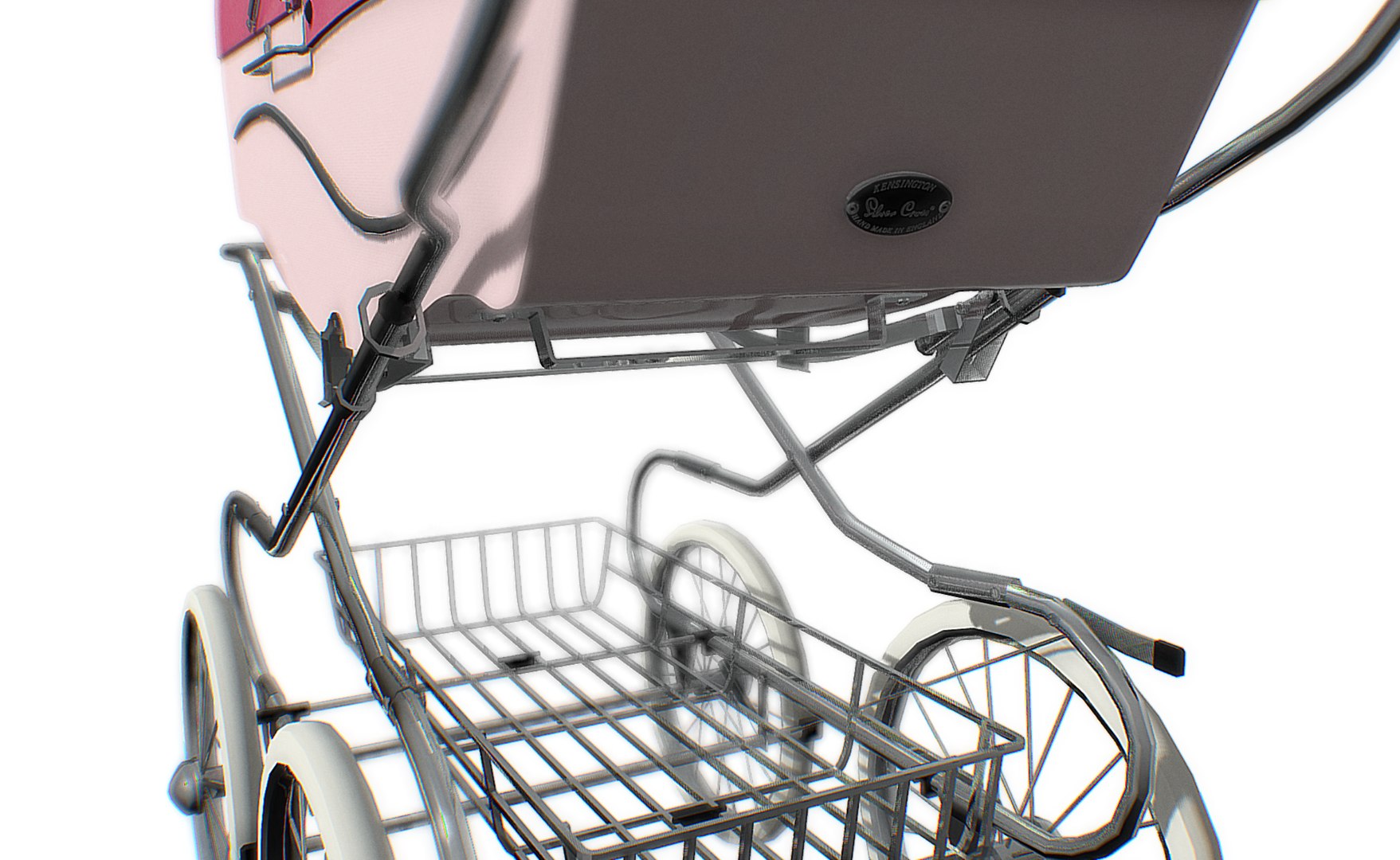 3D Silver Cross Pink Retro Baby Pram - TurboSquid 2145698