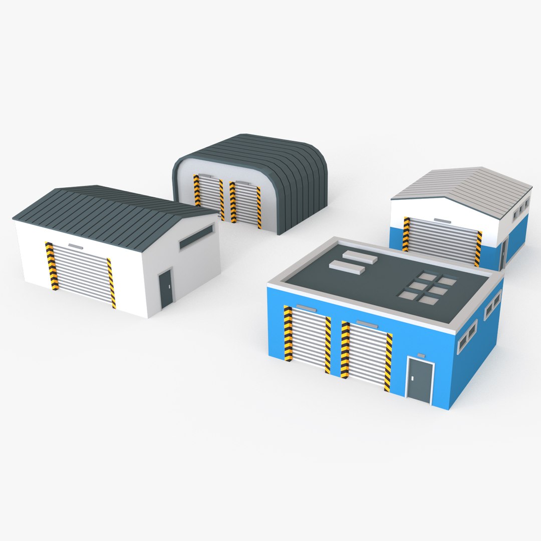 3D Industrial Buildings Low Poly Pictogram - TurboSquid 1998042