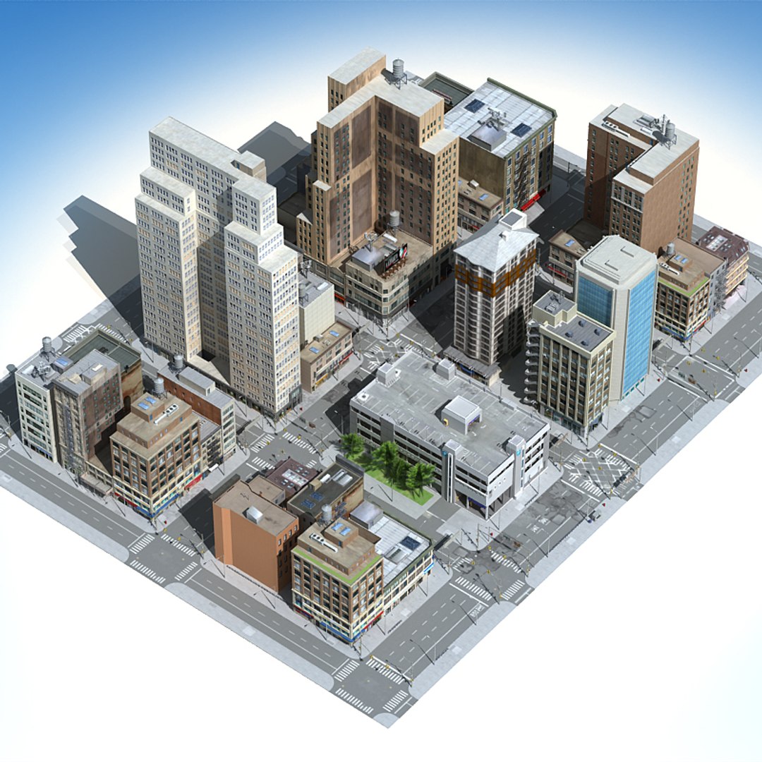 City Street Set 3d Model