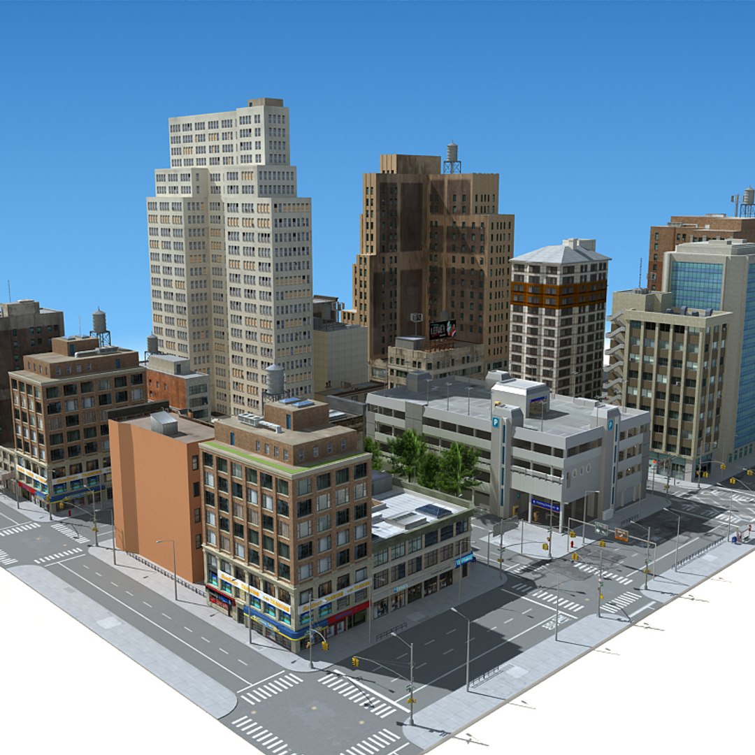 City Street Set 3d Model
