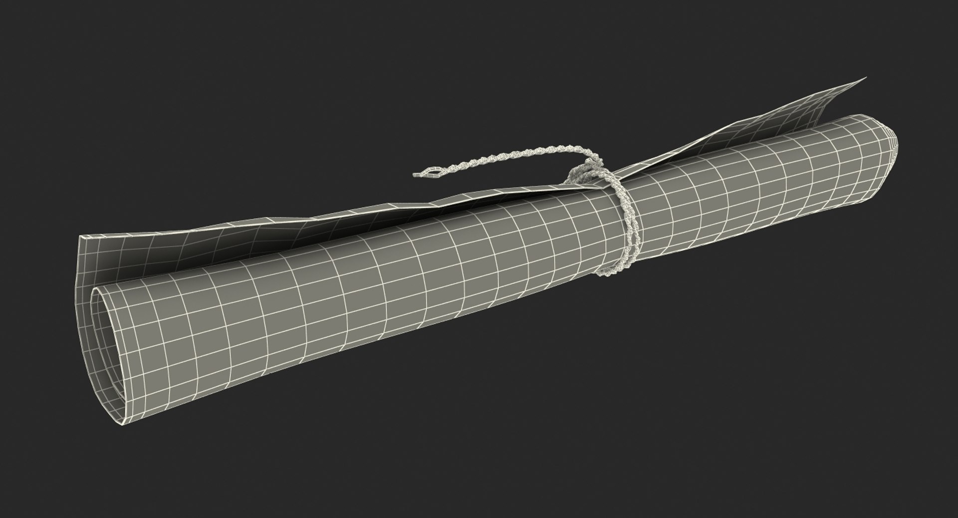 3d model old rolled paper