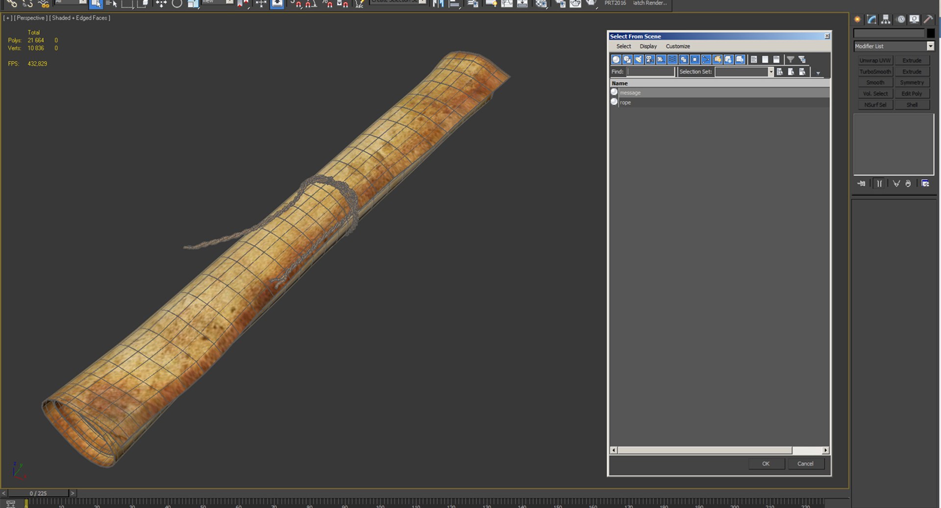 3d model old rolled paper