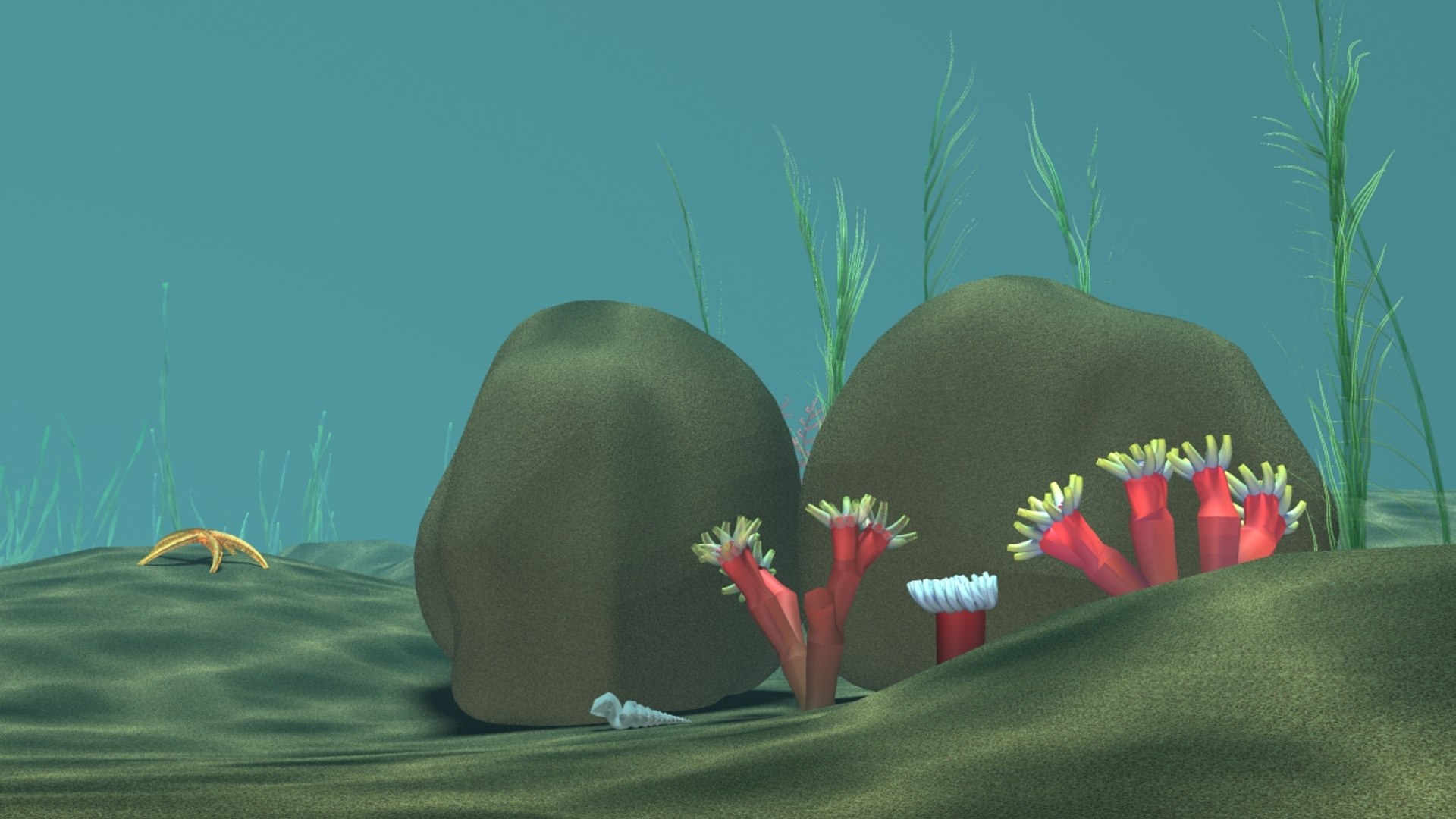 Underwater Scene Caustics 3d Obj