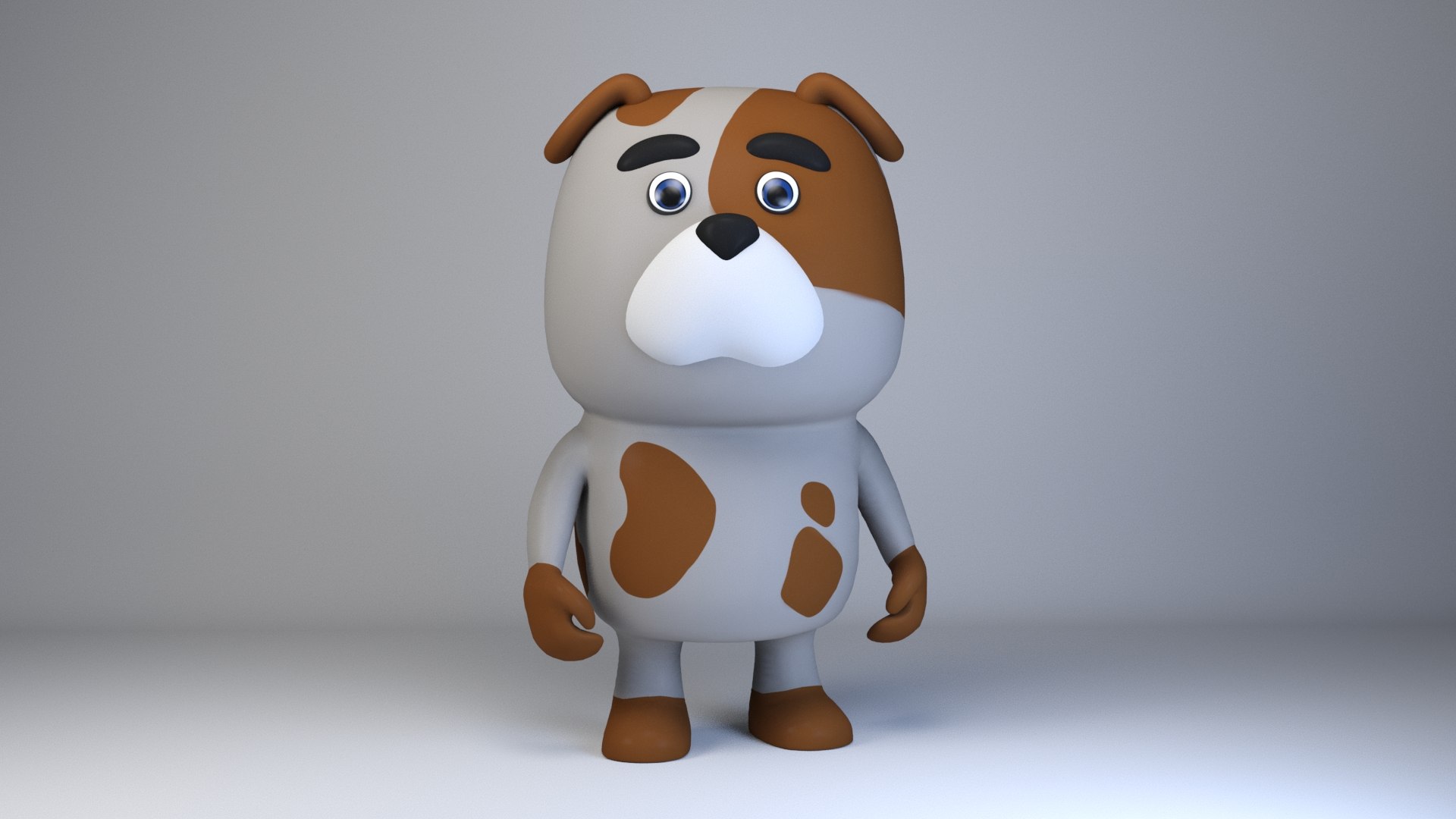 3D Cartoonish Humanoid Dog Character - Ready For Rigging Rendering ...
