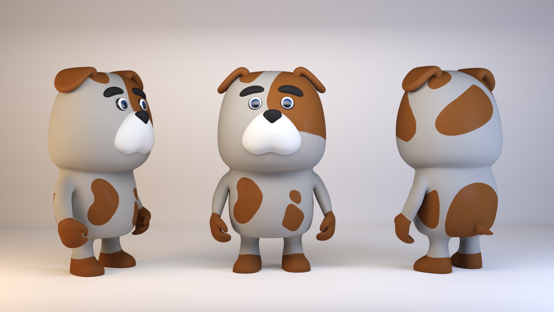 3D Cartoonish Humanoid Dog Character - Ready For Rigging Rendering ...