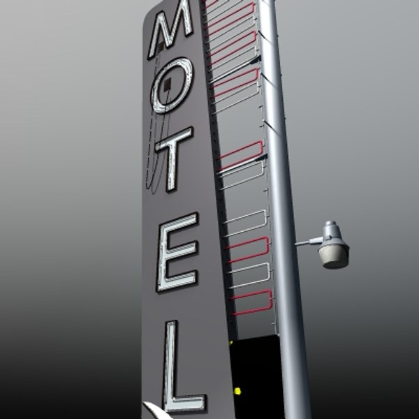 old retro motel sign 3d 3ds