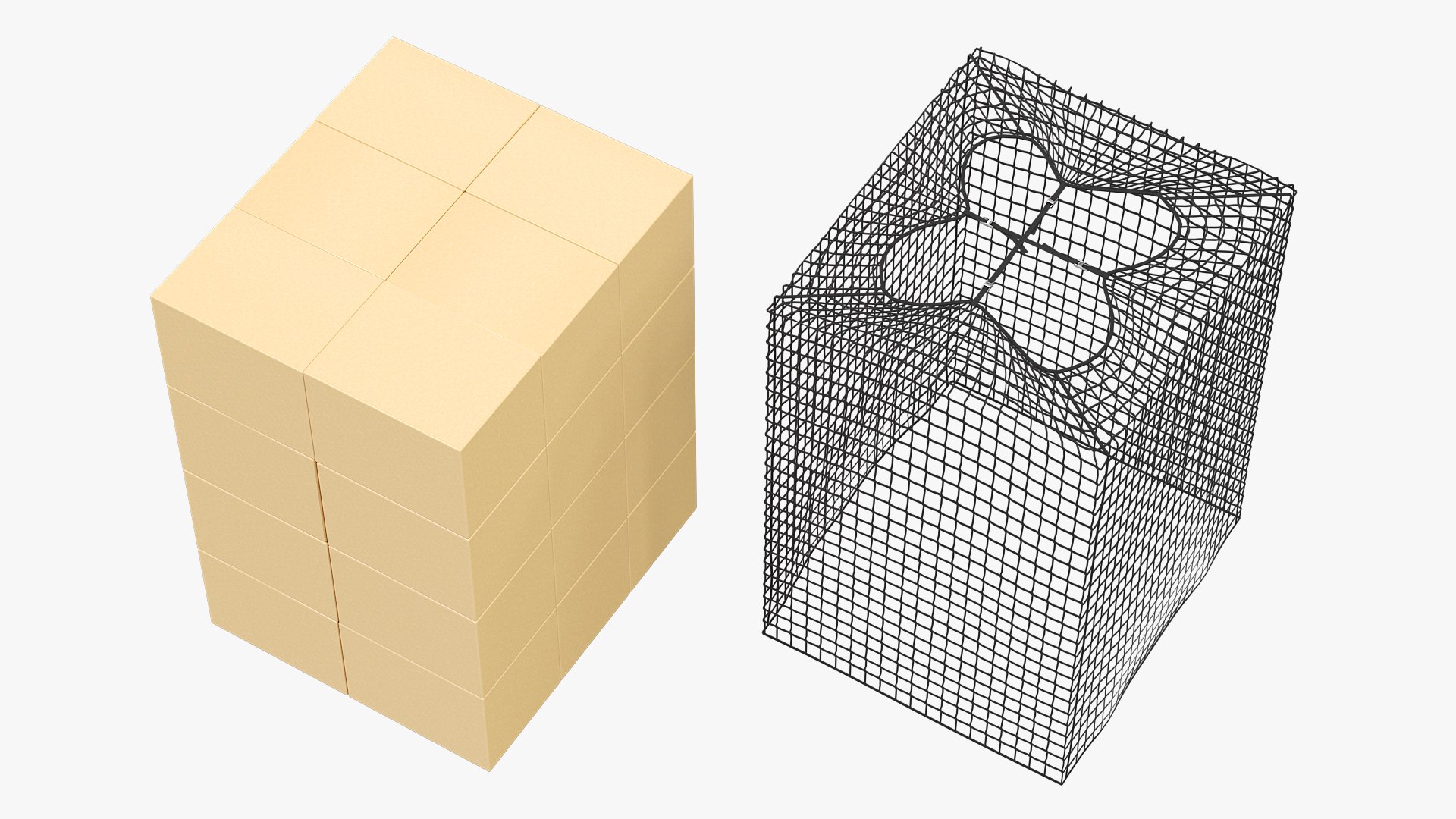 Tall Boxed Freight With Compression Net Beige And Black 3D Model ...