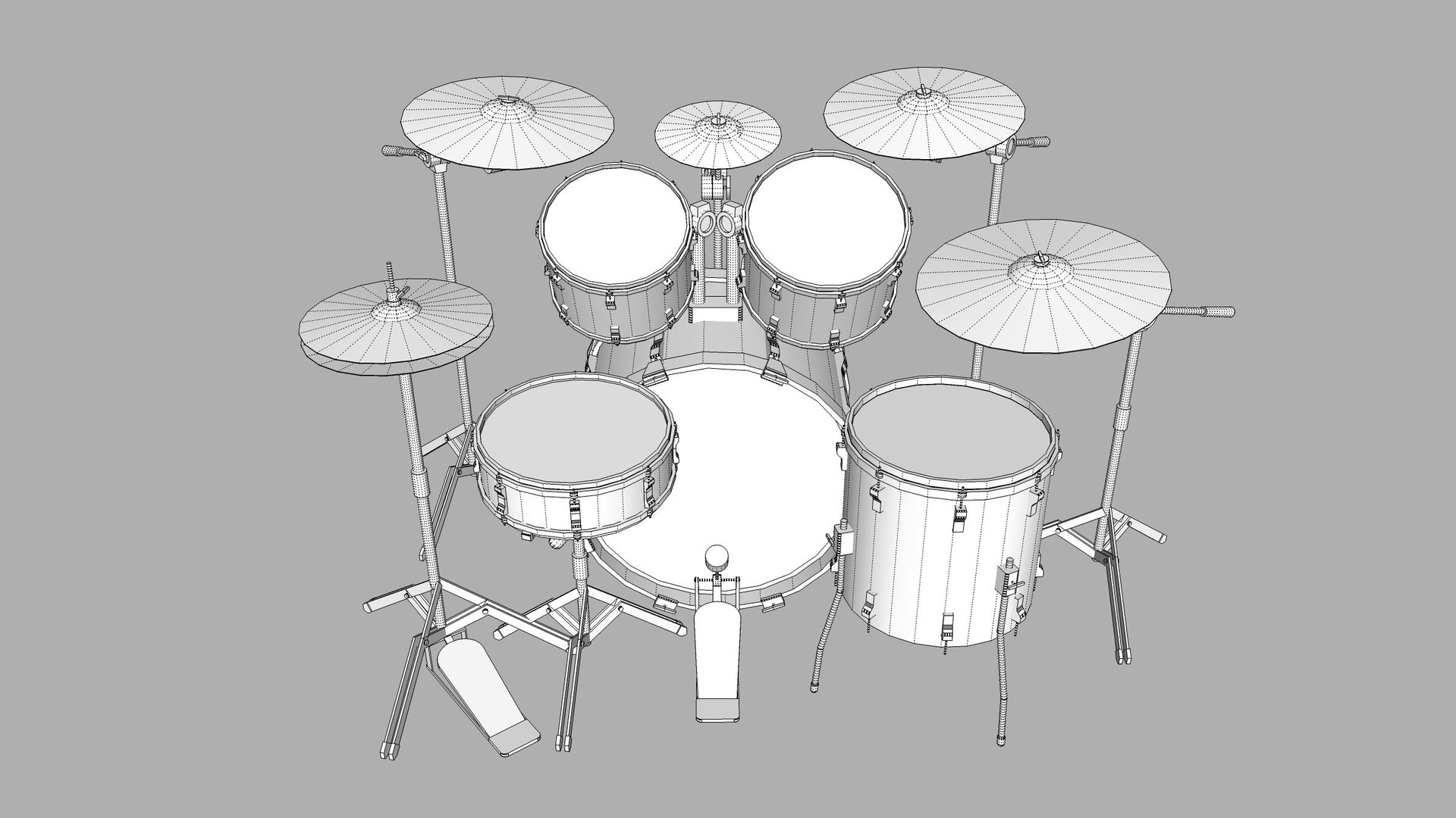 3D Standard Drum Kit Model - TurboSquid 2248632