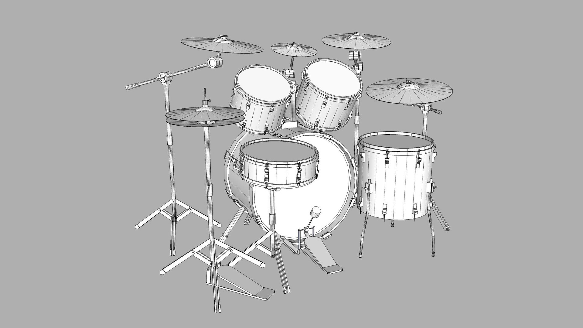 3D Standard Drum Kit Model - TurboSquid 2248632
