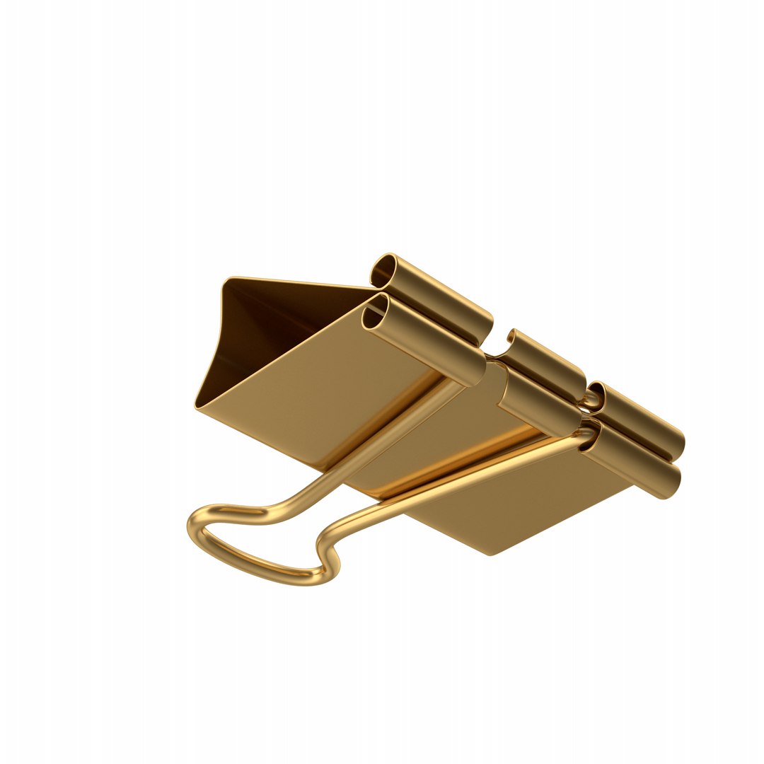 Gold Binder Clip(1) 3D Model - TurboSquid 2109300