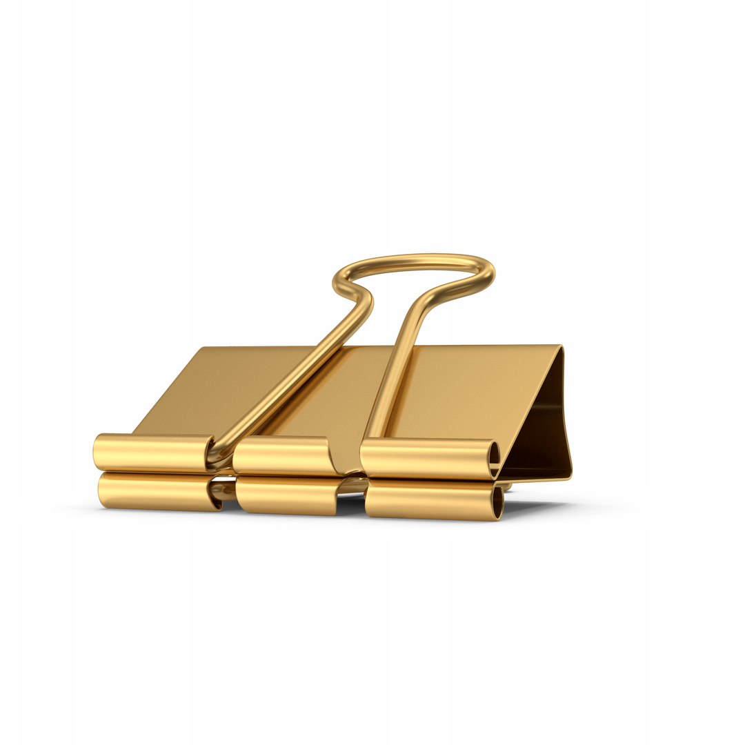 Gold Binder Clip(1) 3D Model - TurboSquid 2109300
