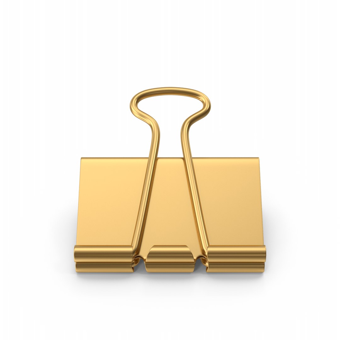 Gold Binder Clip(1) 3D Model - TurboSquid 2109300