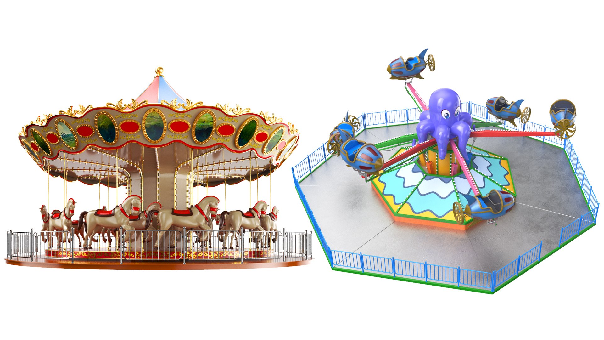 Two Detailed Carousels 3D Model - TurboSquid 2174518