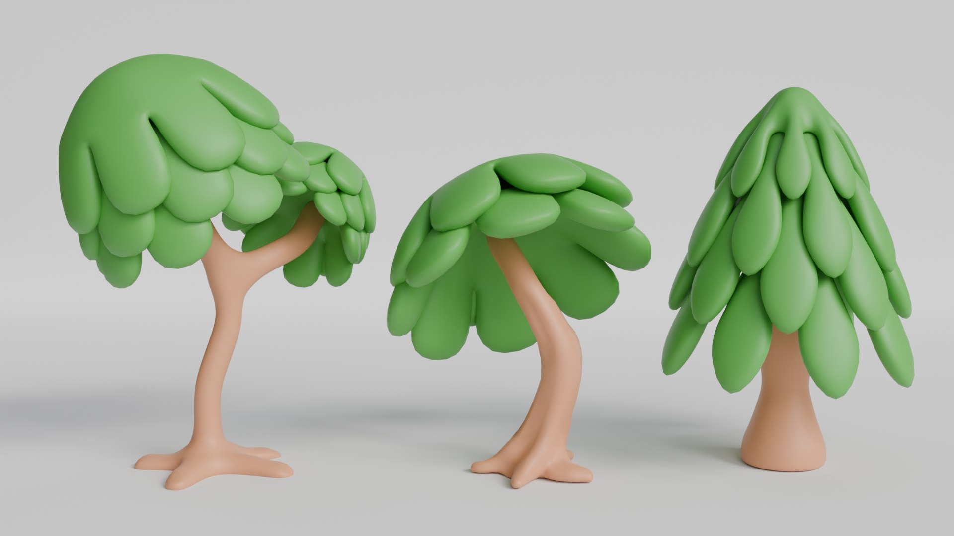 3D Cute Cartoon-Style Low Poly Tree Game Asset Collection Model ...