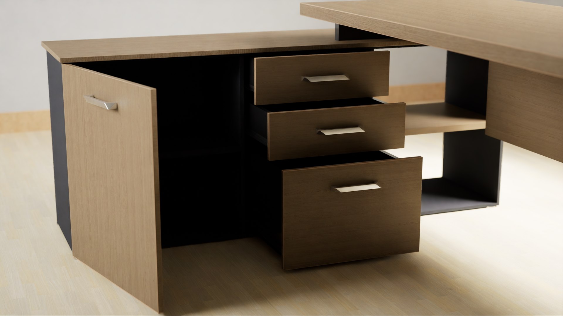 L Shaped Office Desk 3D Model - TurboSquid 2095225