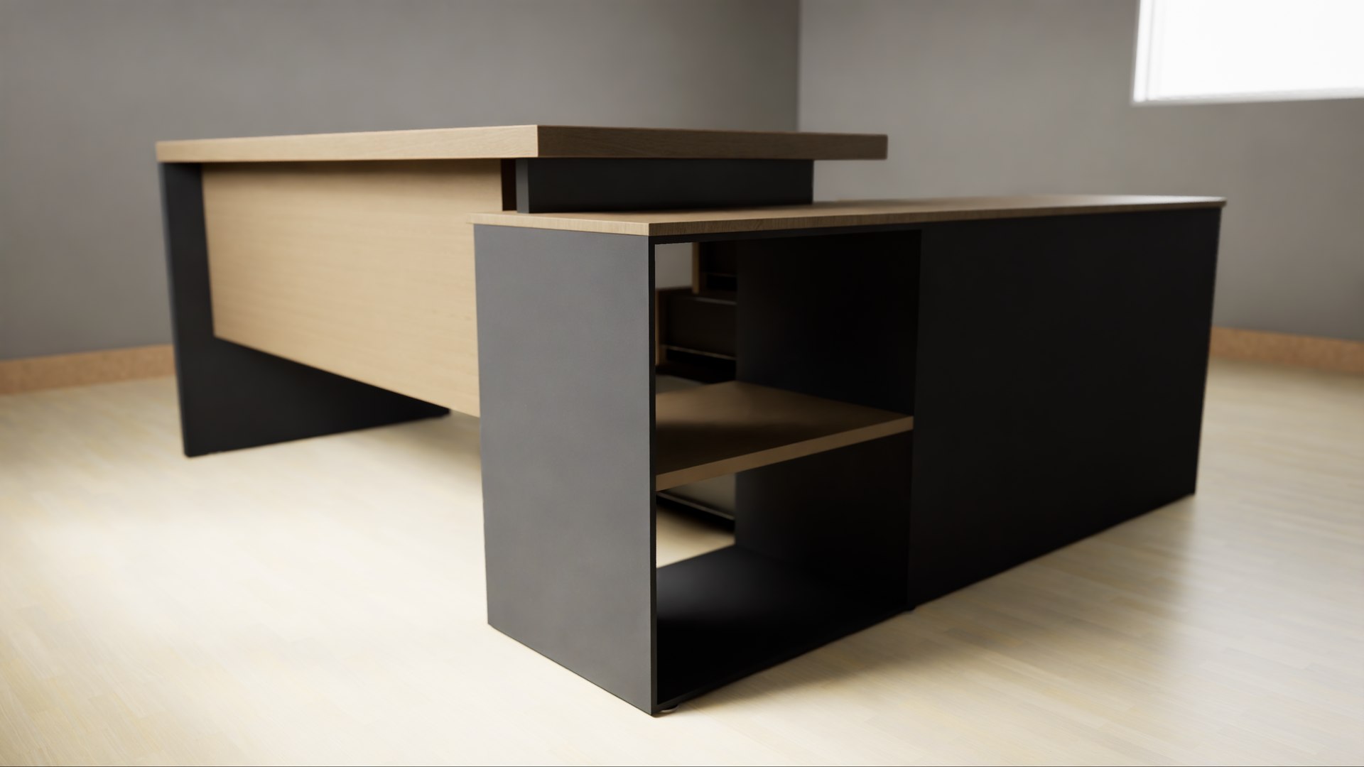 L Shaped Office Desk 3D Model - TurboSquid 2095225