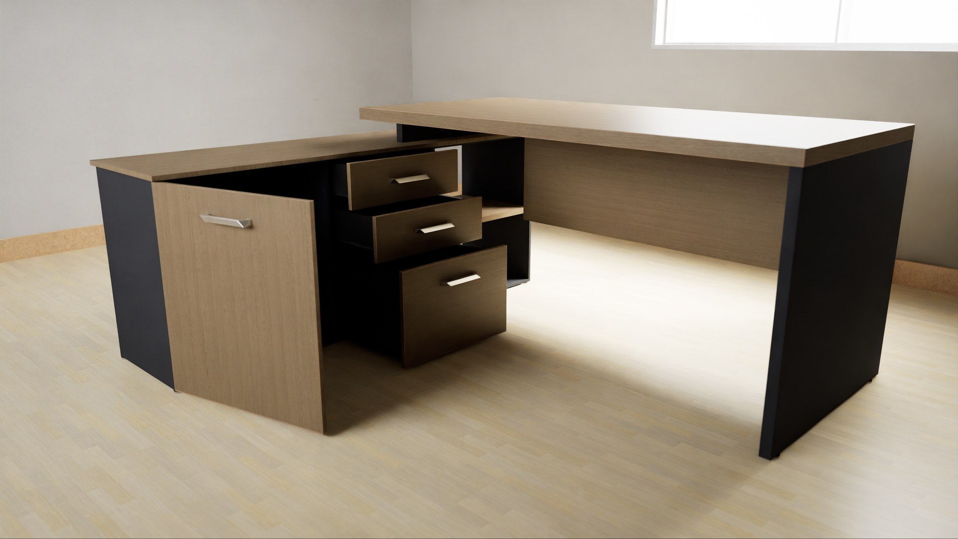 L Shaped Office Desk 3D Model - TurboSquid 2095225