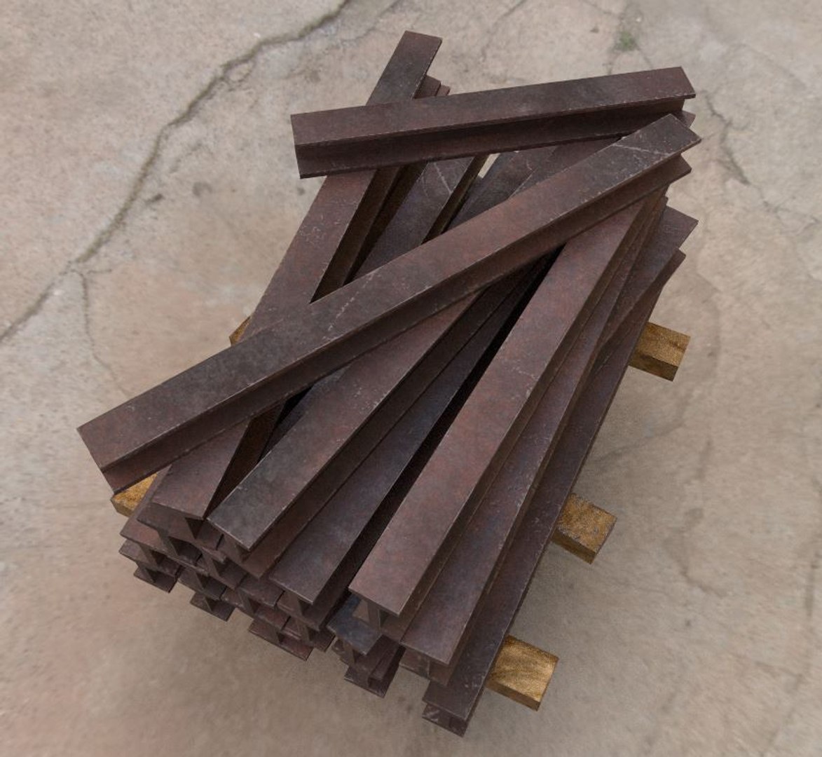 Stacked Cast Iron Beams 3D Model - TurboSquid 1521525