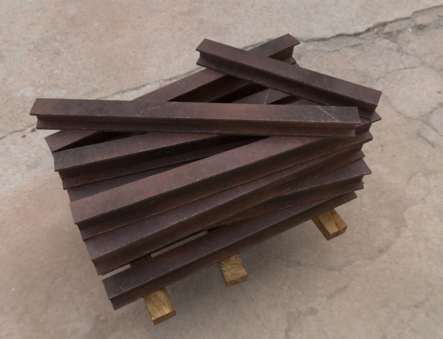 Stacked Cast Iron Beams 3D Model - TurboSquid 1521525