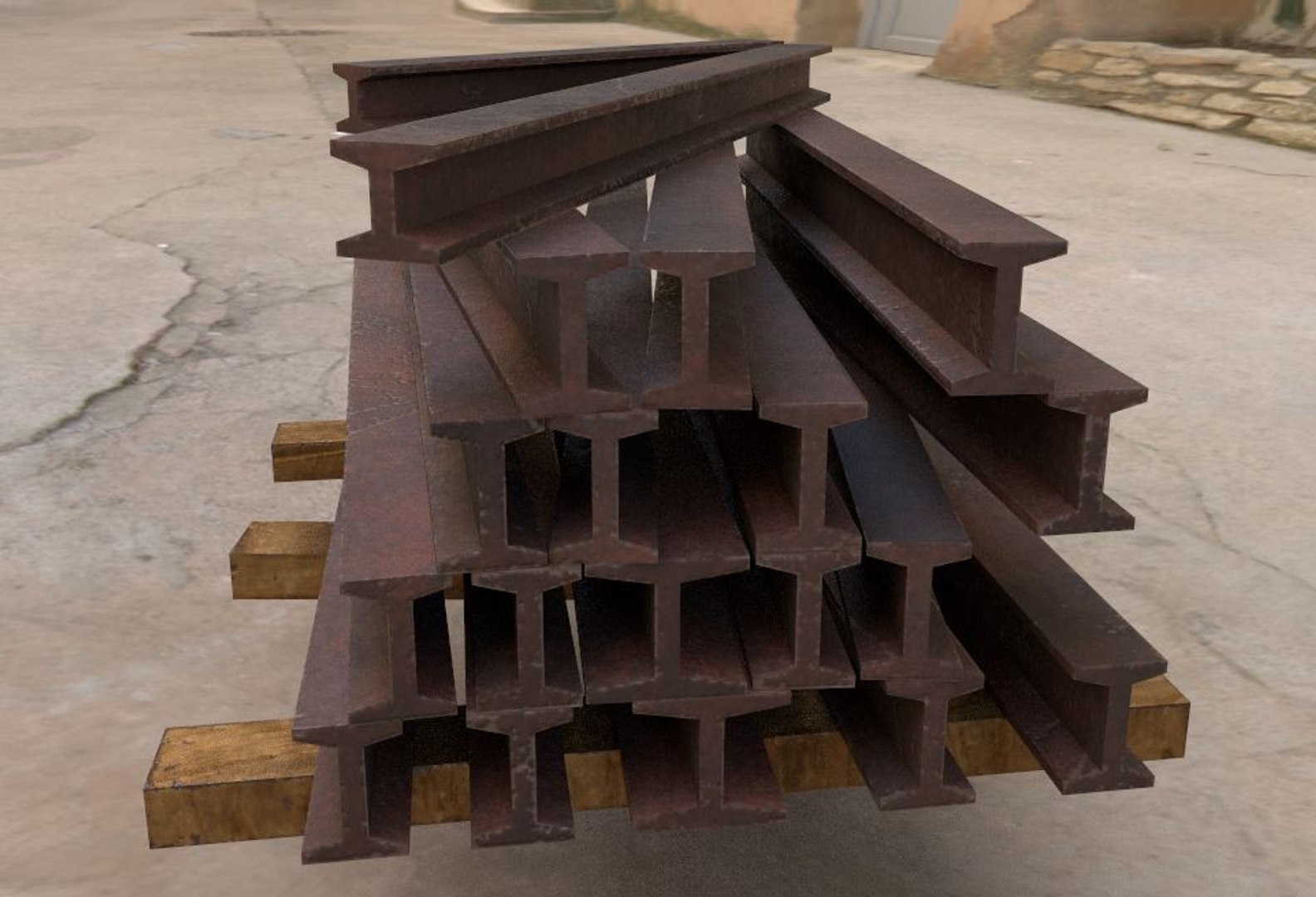 Stacked Cast Iron Beams 3D Model - TurboSquid 1521525