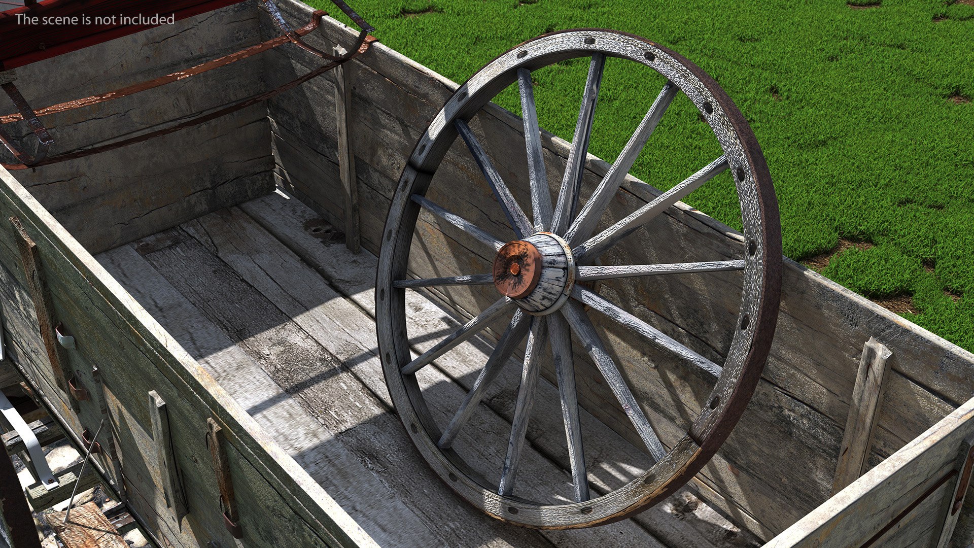 Rustic Old Wooden Wagon Wheel model - TurboSquid 2158695