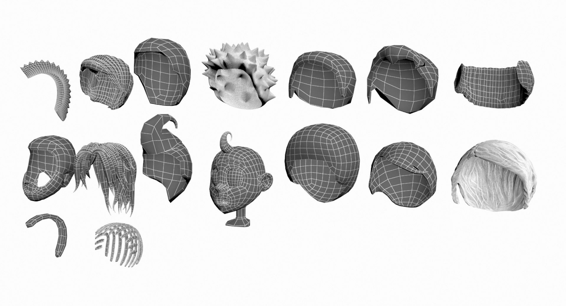 3D 16 Cartoon Hairs Style Model - TurboSquid 1418135