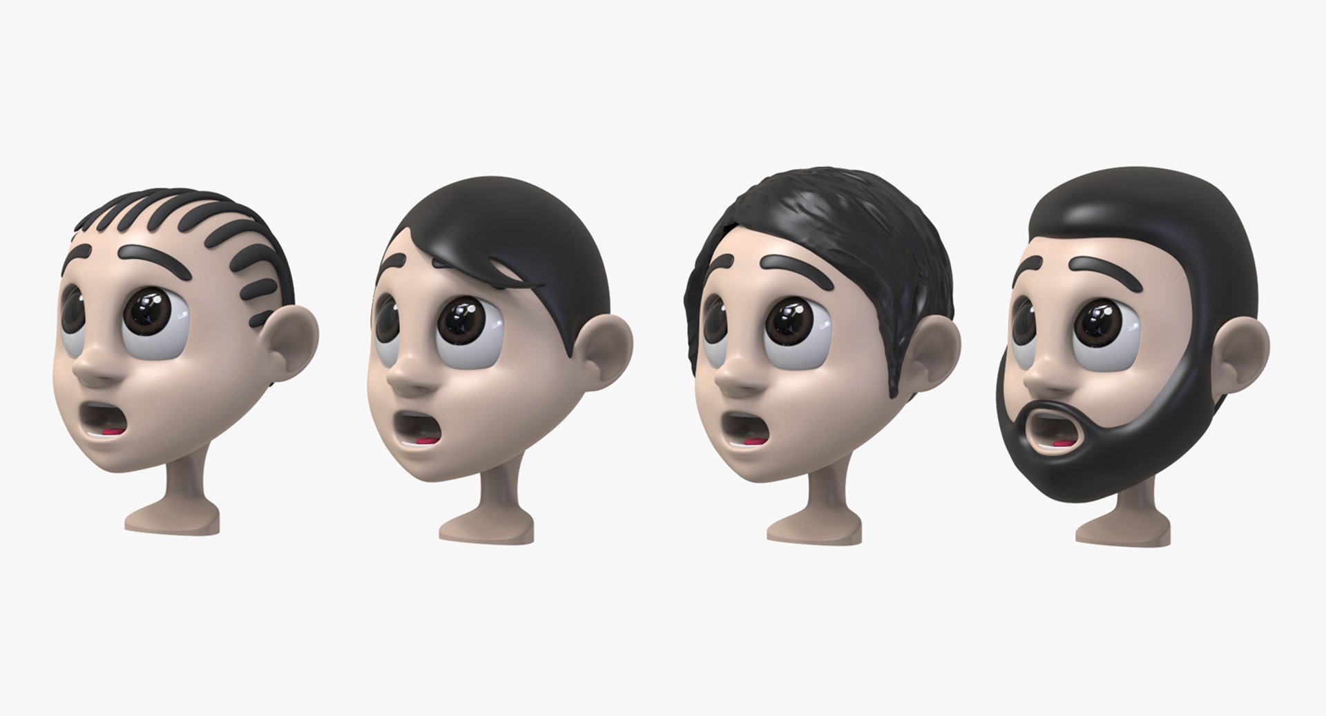 3D 16 Cartoon Hairs Style Model - TurboSquid 1418135