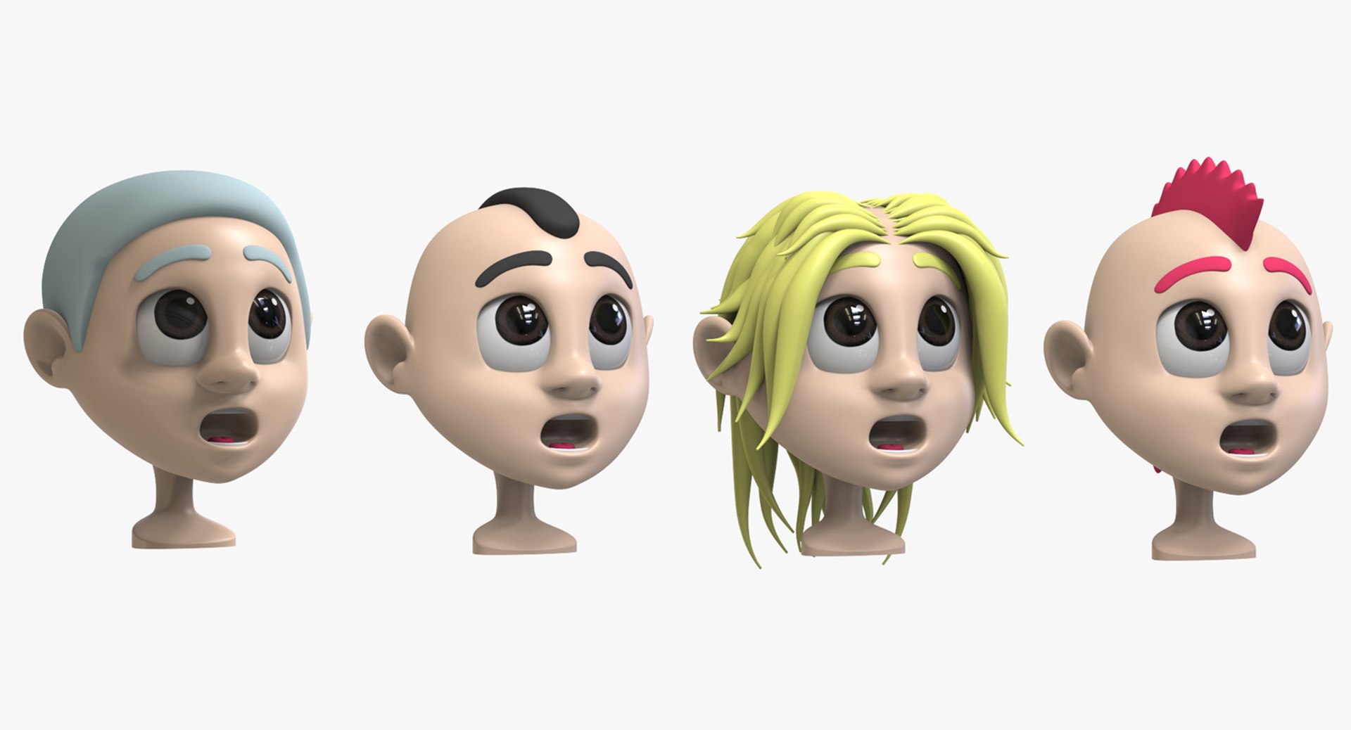 3D 16 Cartoon Hairs Style Model - TurboSquid 1418135