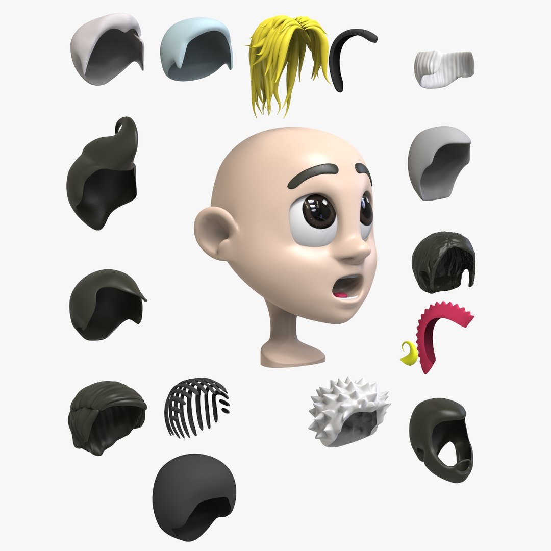 3D 16 Cartoon Hairs Style Model - TurboSquid 1418135