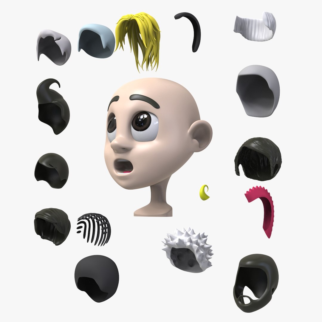 3D 16 Cartoon Hairs Style Model - TurboSquid 1418135
