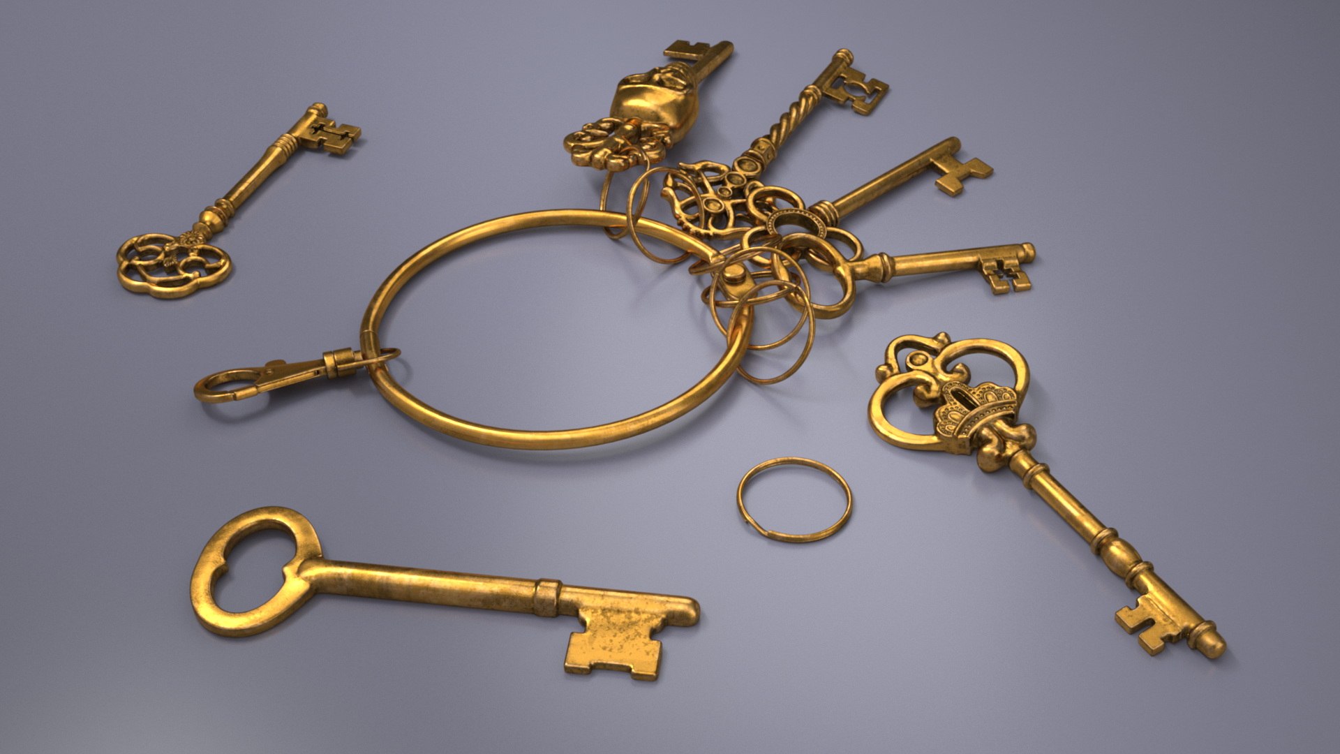 3D Skeleton Keys Bunch Gold Model - TurboSquid 2248093