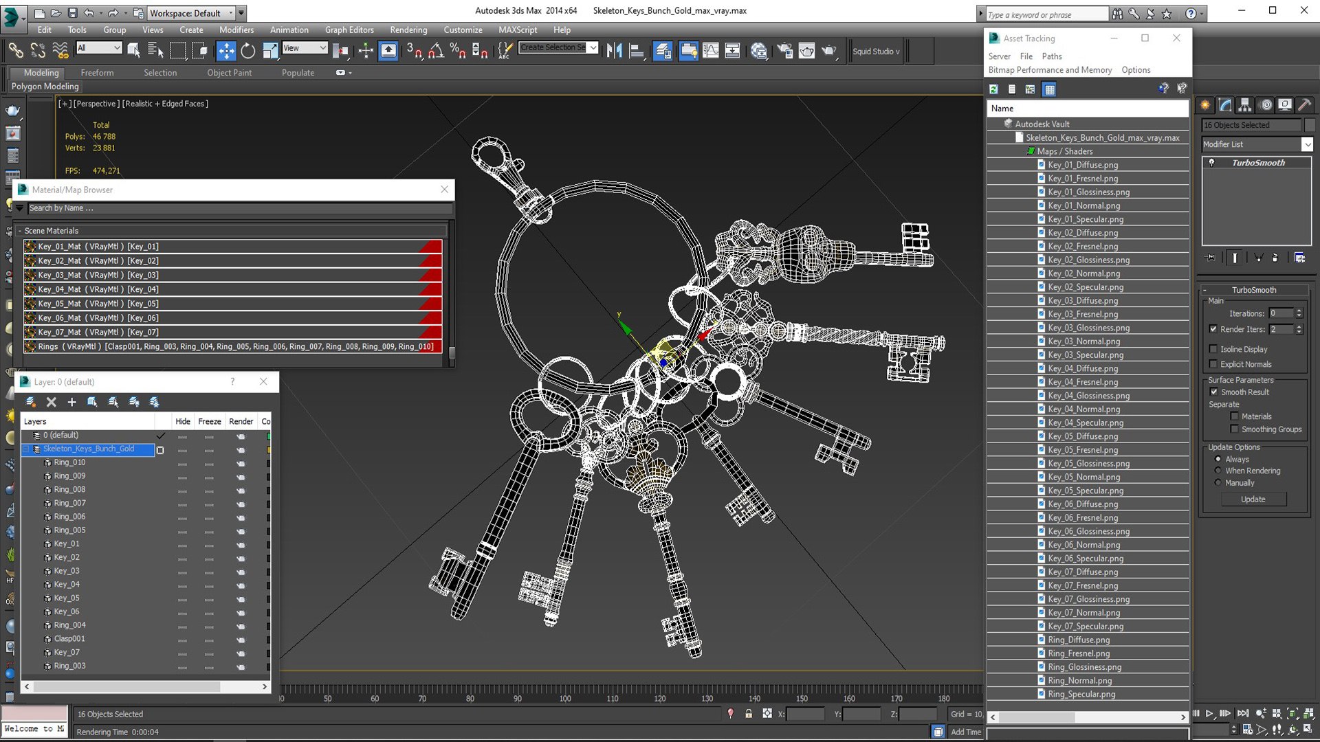 3D Skeleton Keys Bunch Gold Model - TurboSquid 2248093