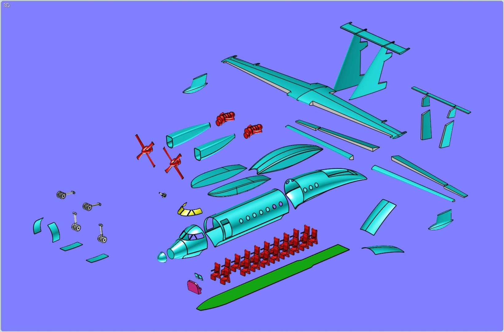 3d Beriev Aircraft Solid Assembly