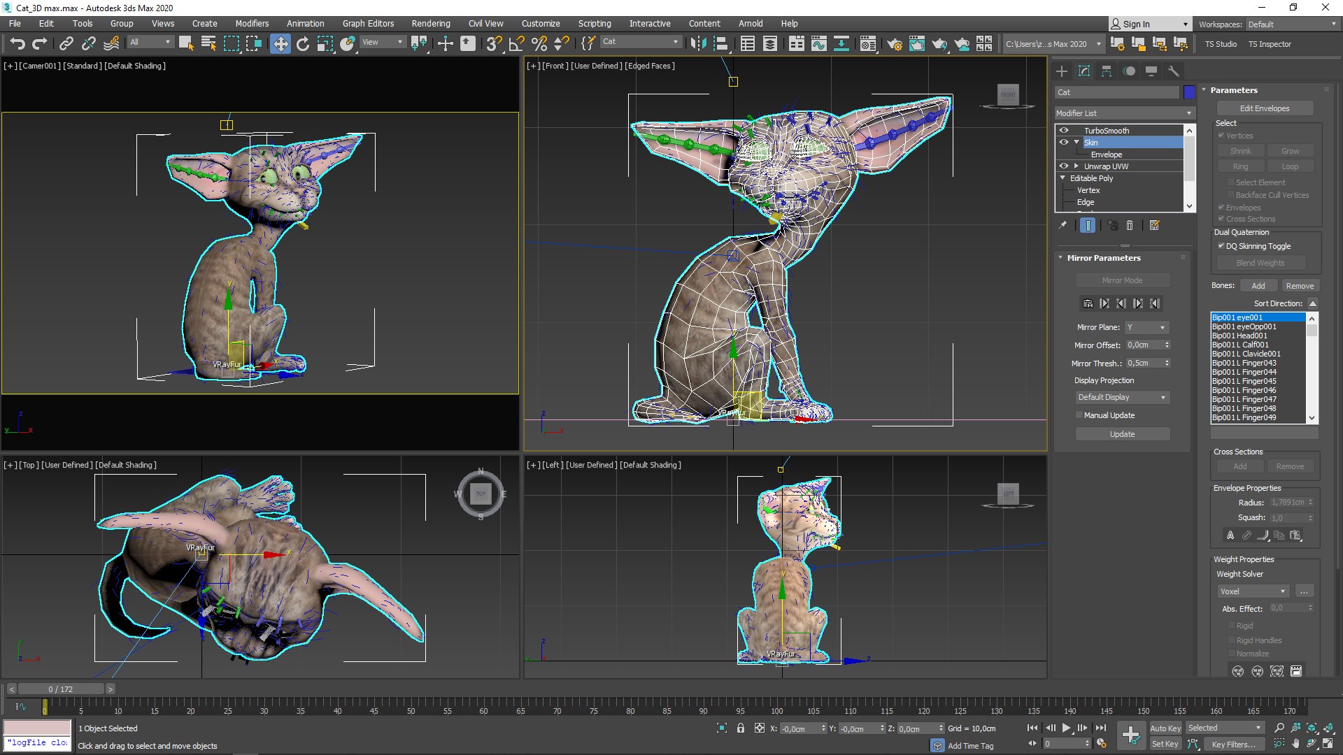 cat character rig 3d model
