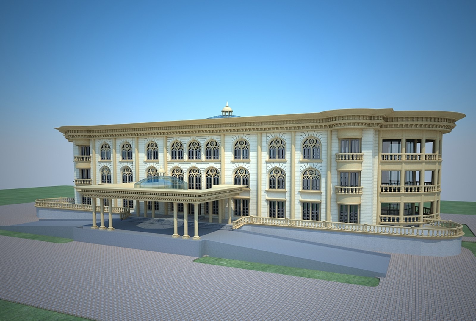 3d European Classical Building Villa Model