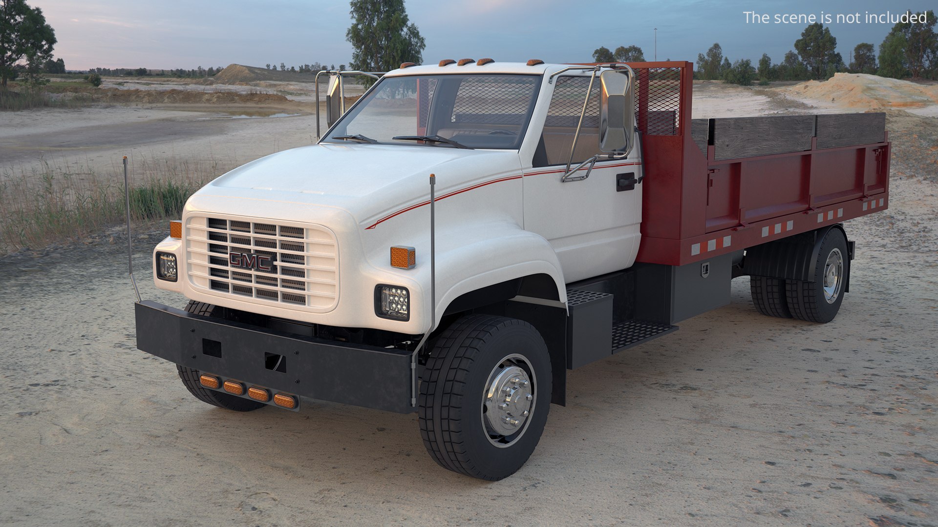 3D Chevrolet Kodiak C6500 Flatbed Truck White-Red - TurboSquid 2486533