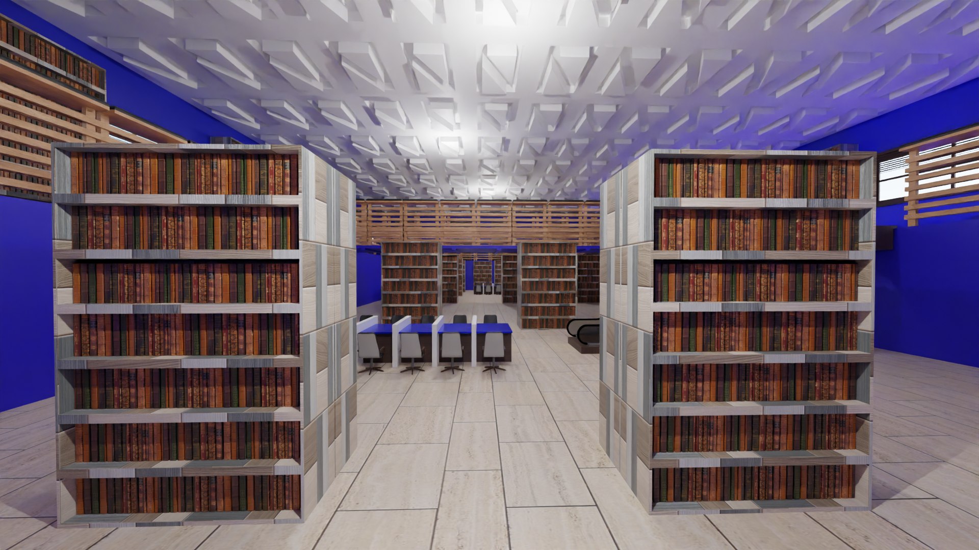 3D Library Interior - Bookstore Model - TurboSquid 2160962