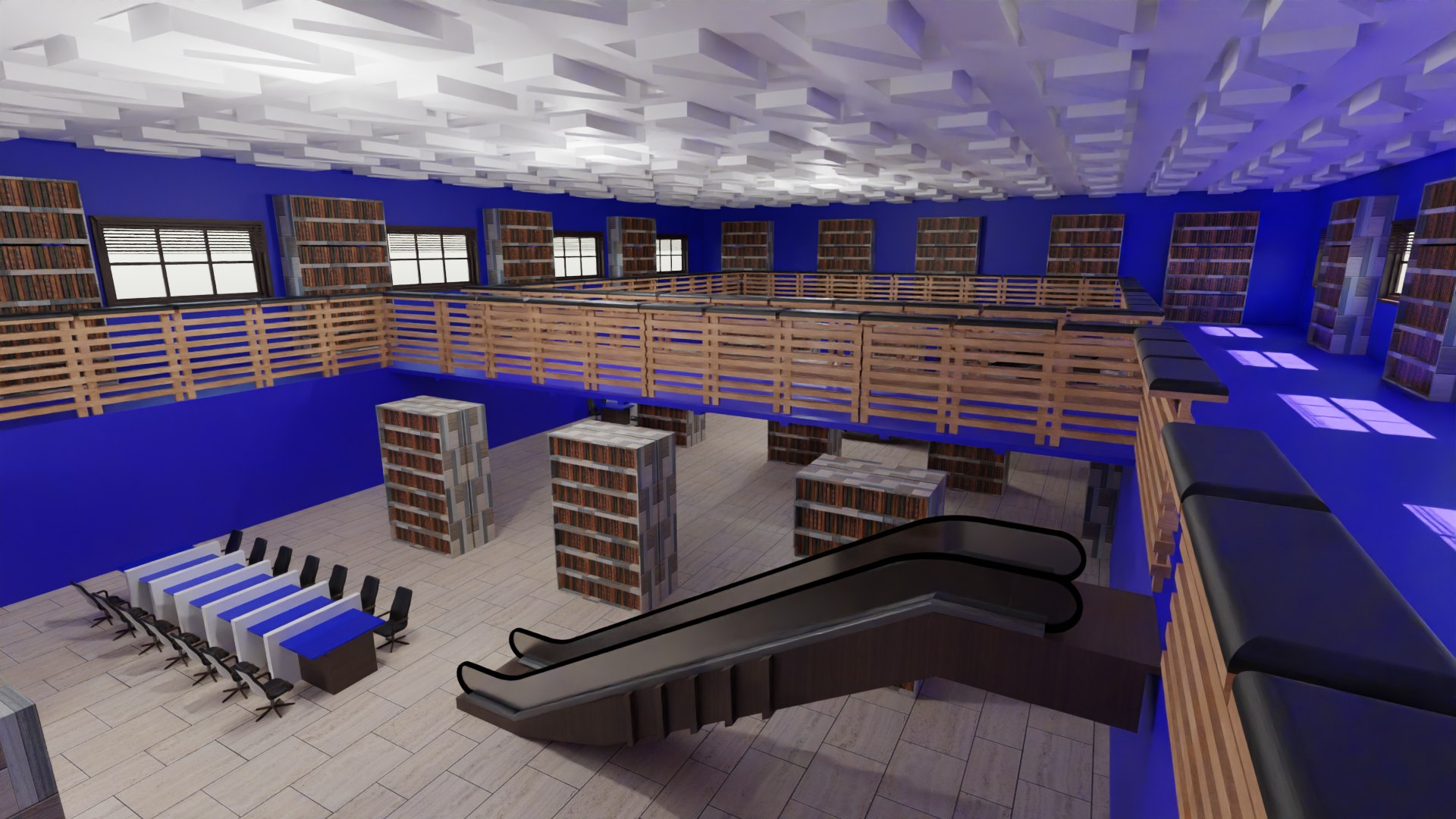 3D Library Interior - Bookstore Model - TurboSquid 2160962