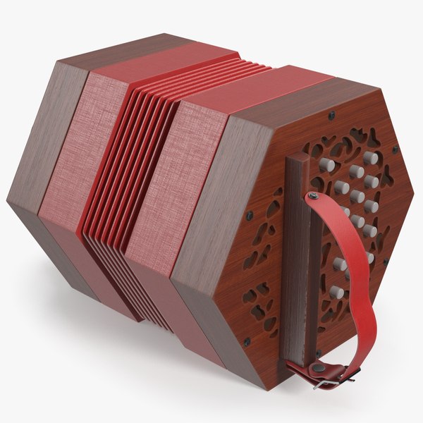modelo 3d Concertina tradicional de mano roja - TurboSquid 2419368