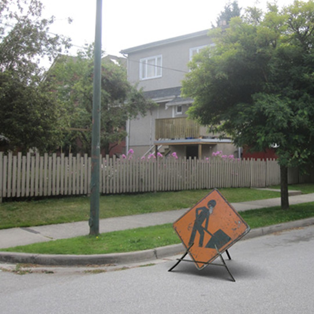 3d men work street sign model