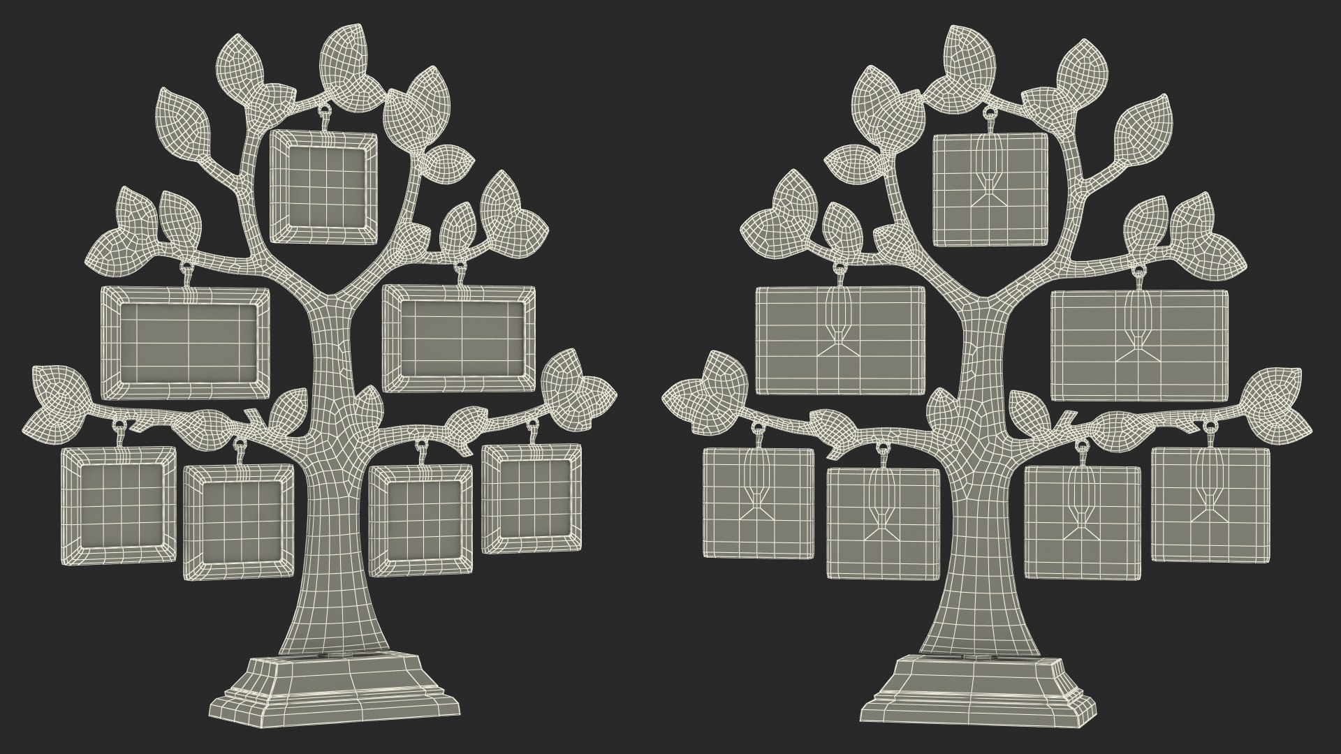3D Golden Family Tree and Hanging Photo Frames - TurboSquid 1969596