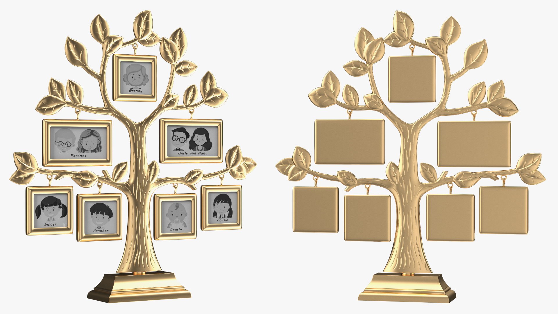 3D Golden Family Tree And Hanging Photo Frames - TurboSquid 1969596