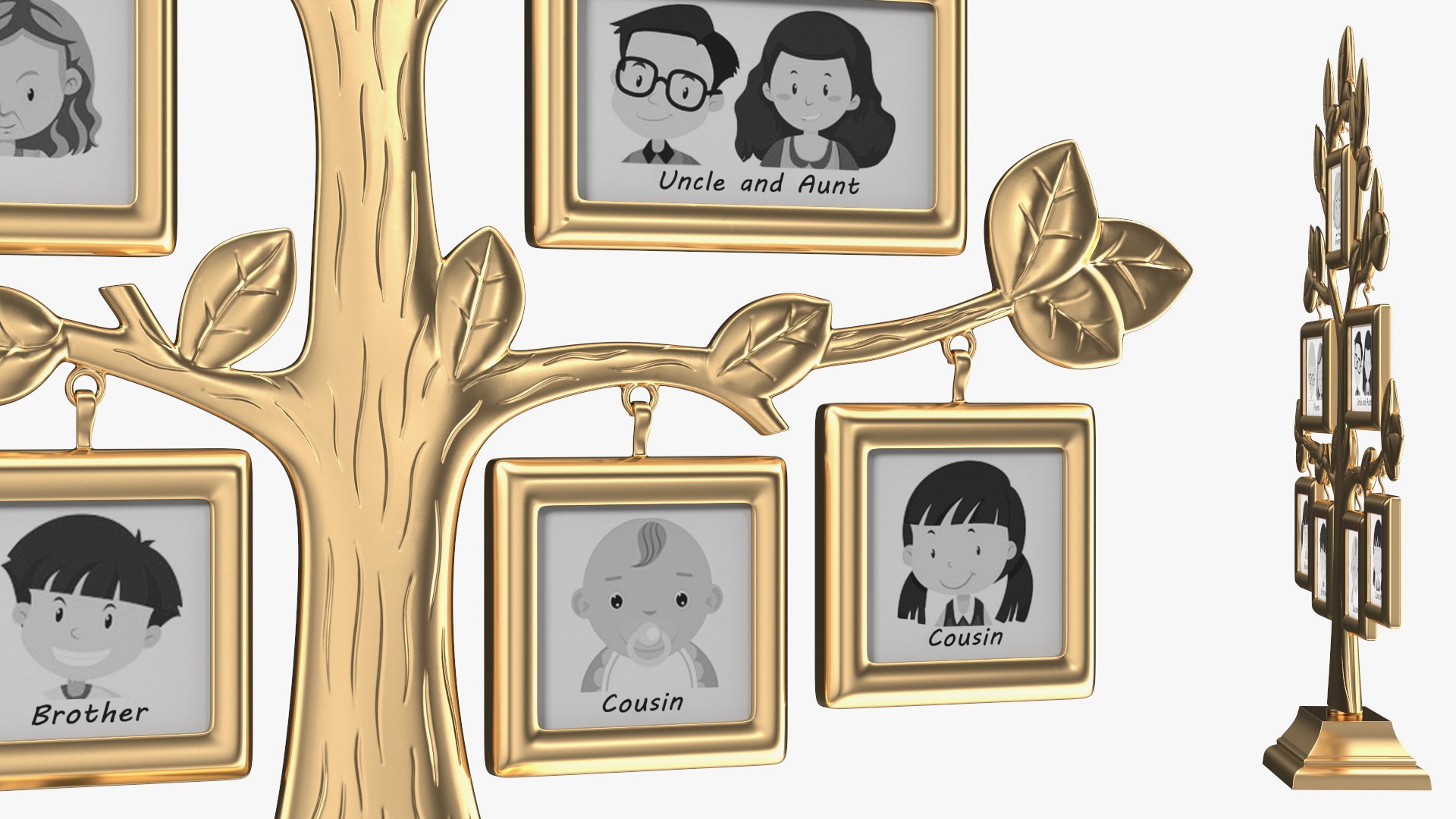 3D Golden Family Tree And Hanging Photo Frames - TurboSquid 1969596