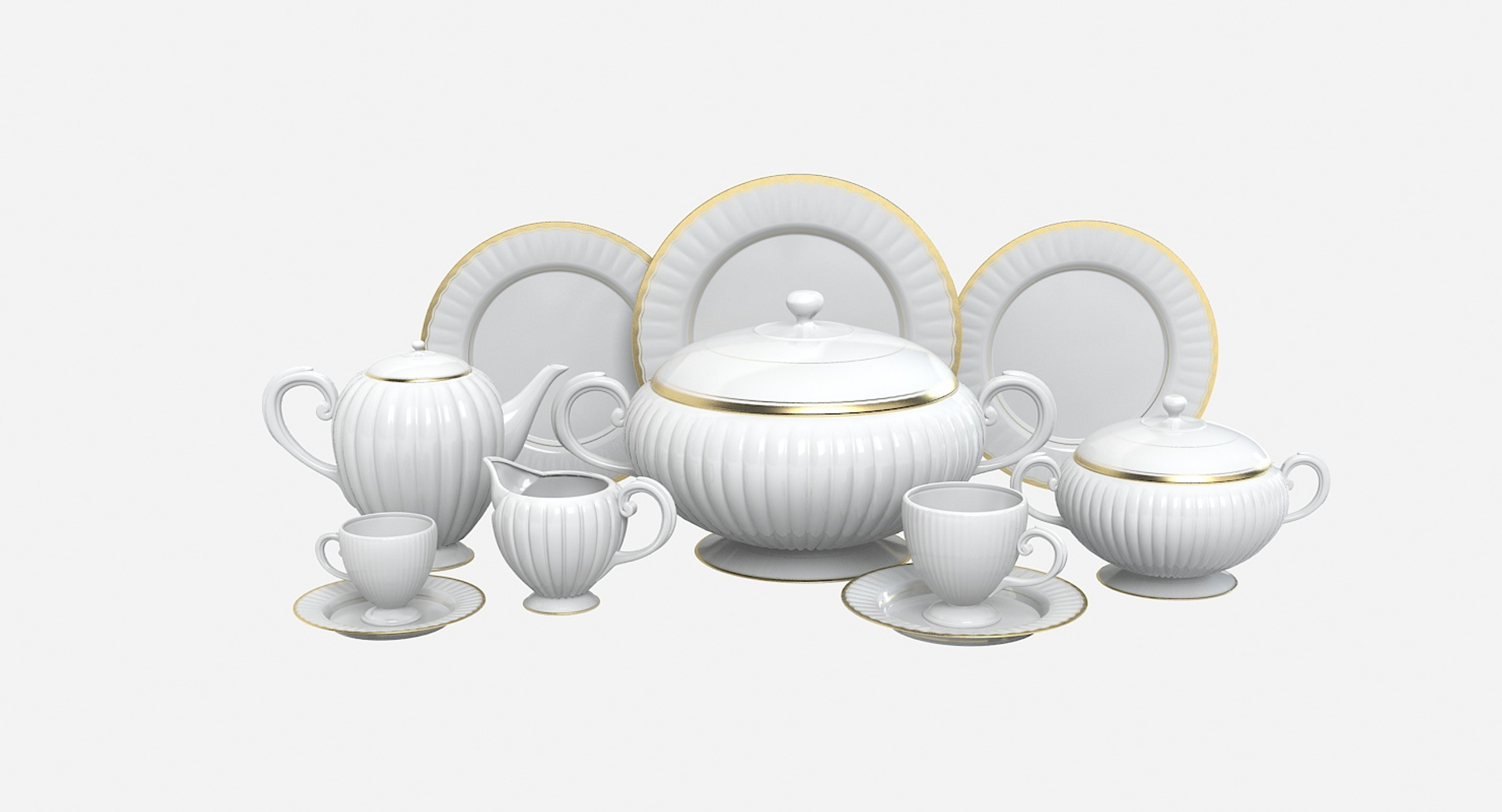 dinner porcelain set 3d model