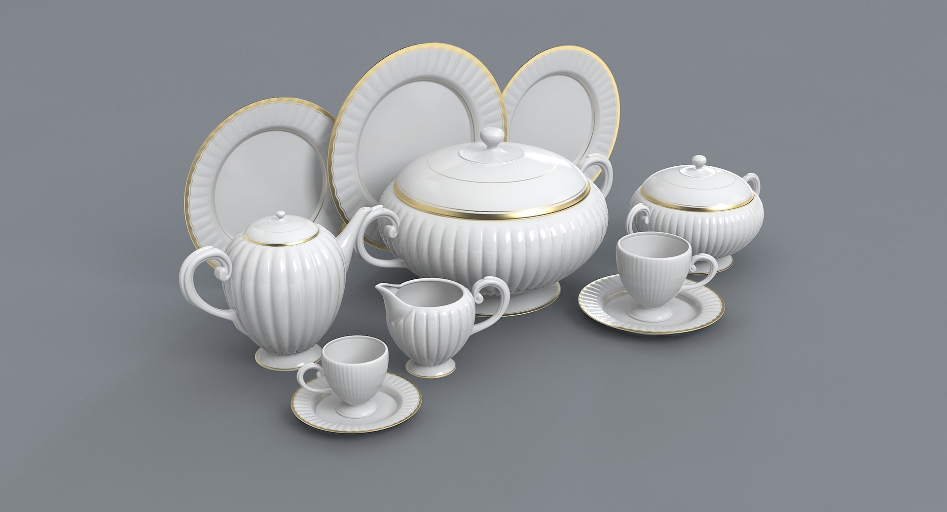 dinner porcelain set 3d model