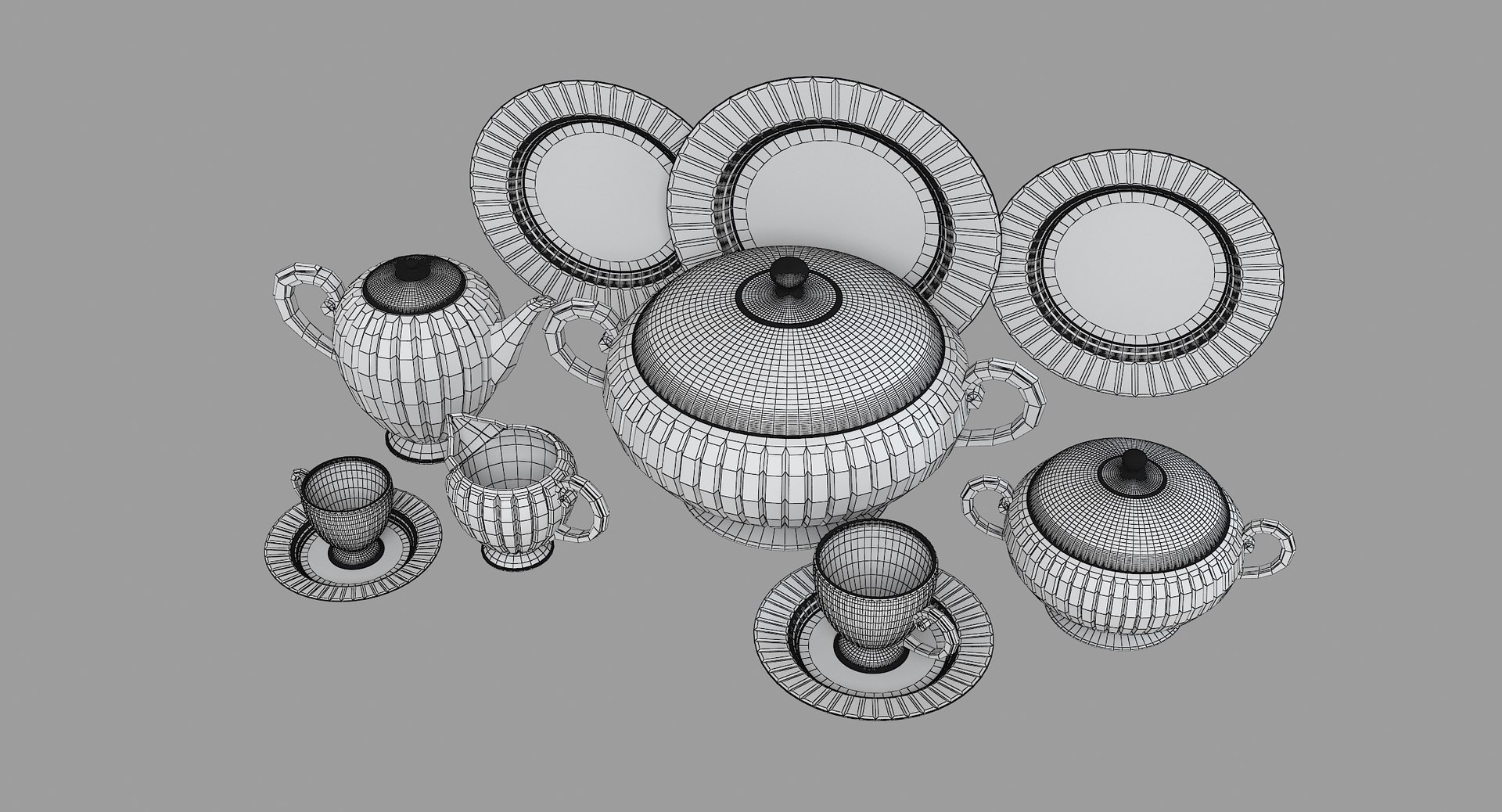 dinner porcelain set 3d model